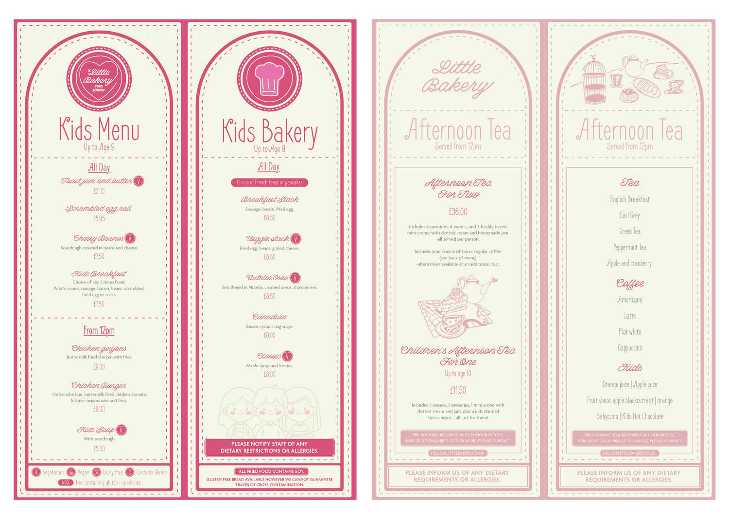 MENU – THE LITTLE BAKERY