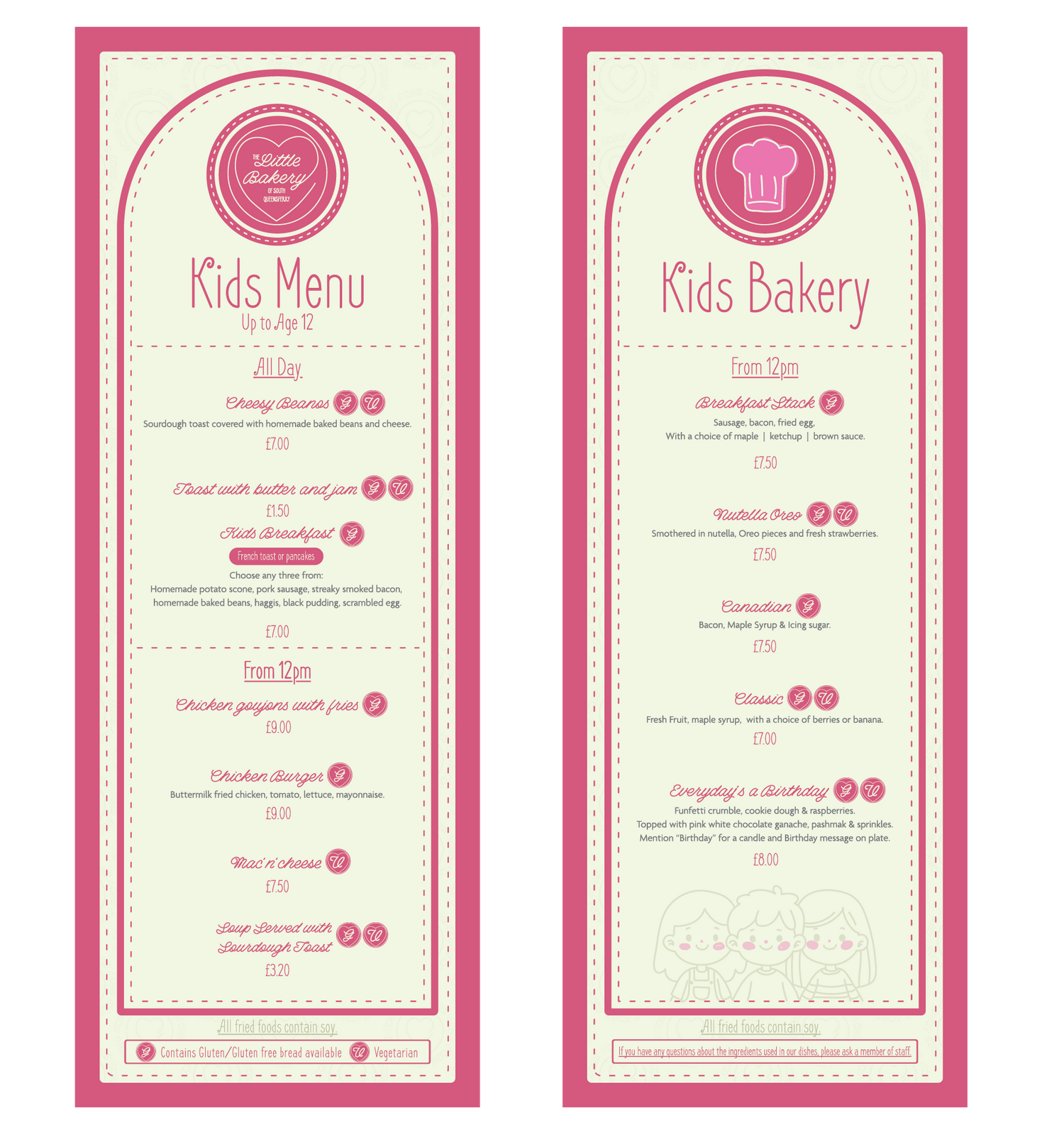 MENU – THE LITTLE BAKERY