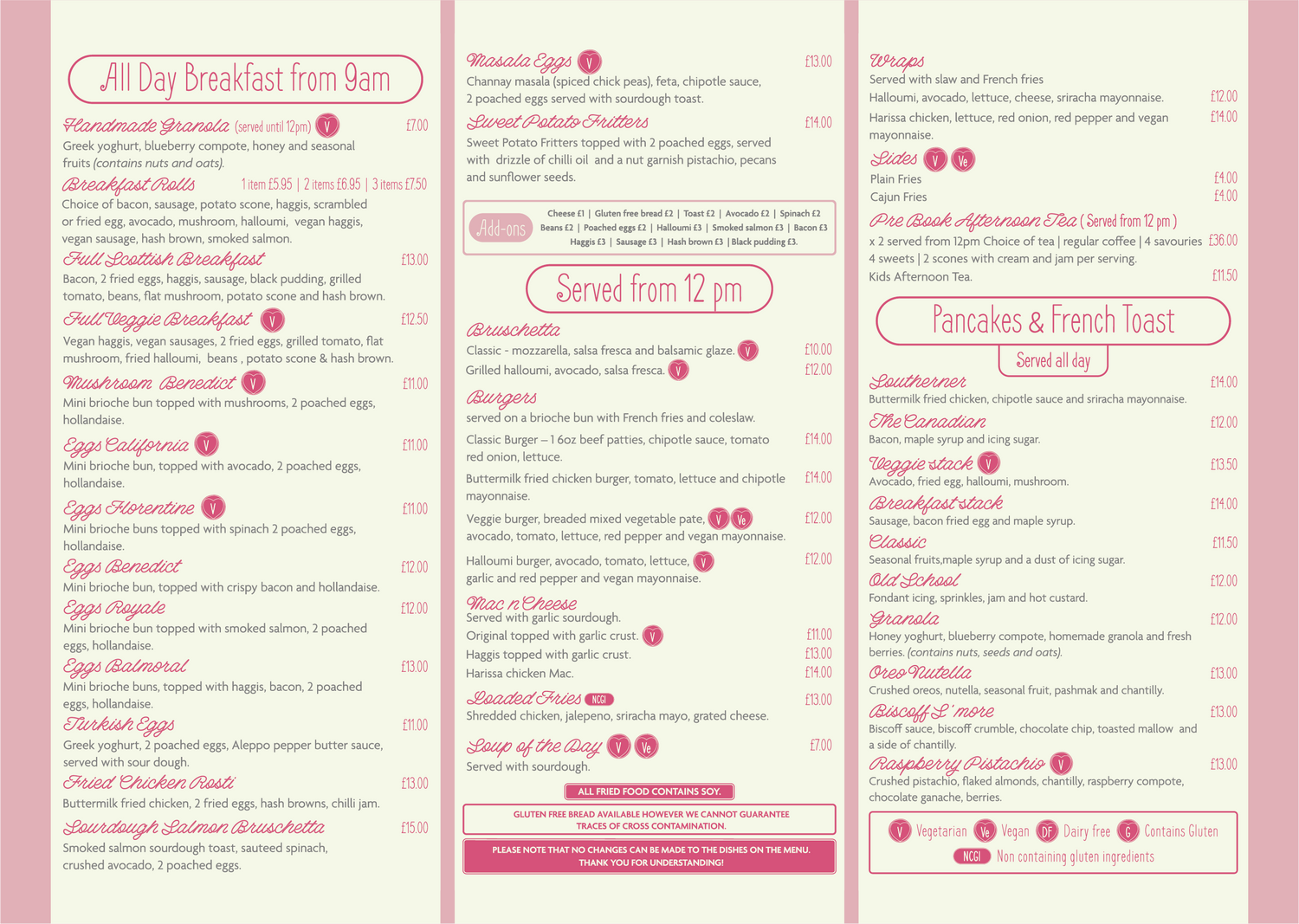 MENU – THE LITTLE BAKERY